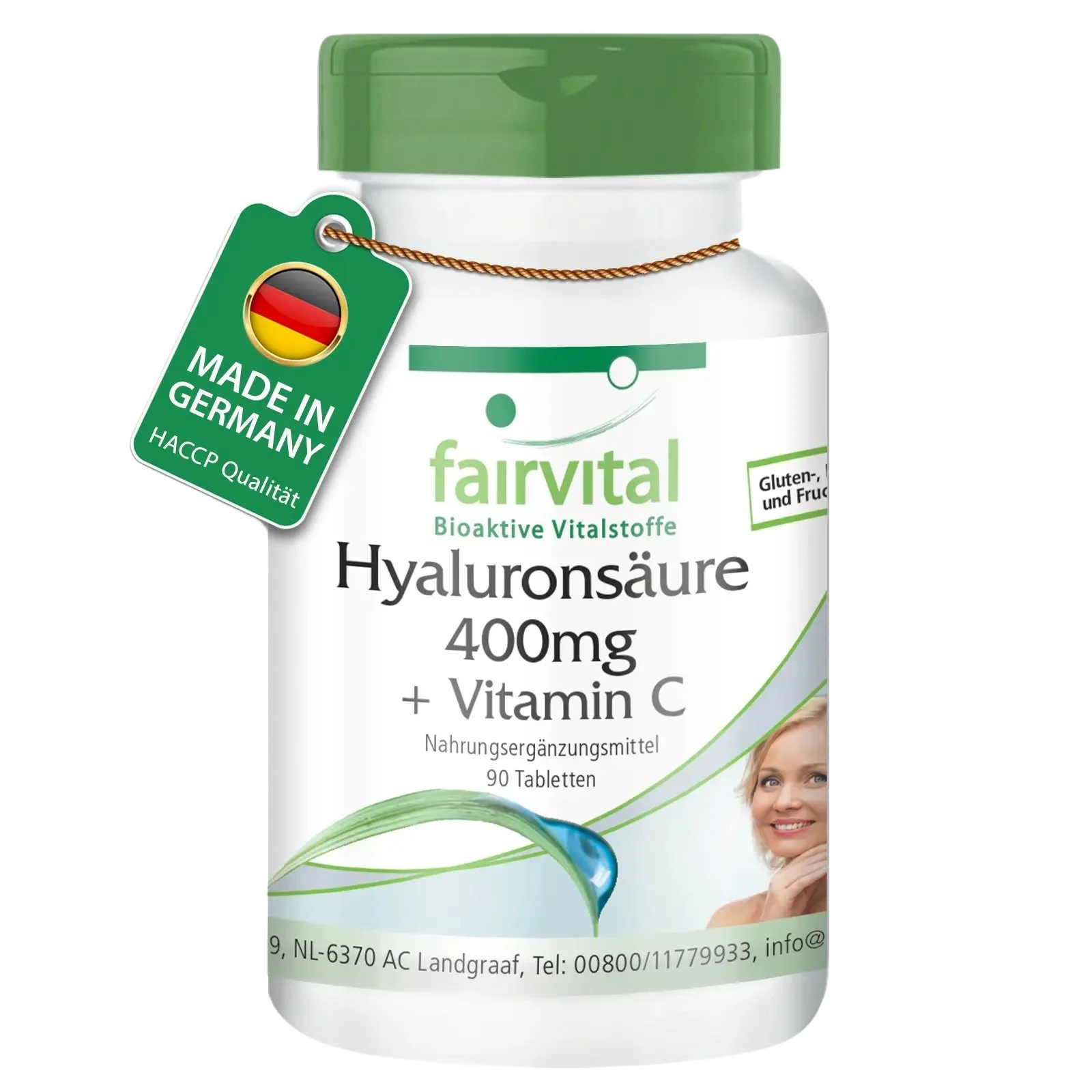 Hyaluronic Acid 400mg + Vitamin C | Vegan - Fairvital Shop