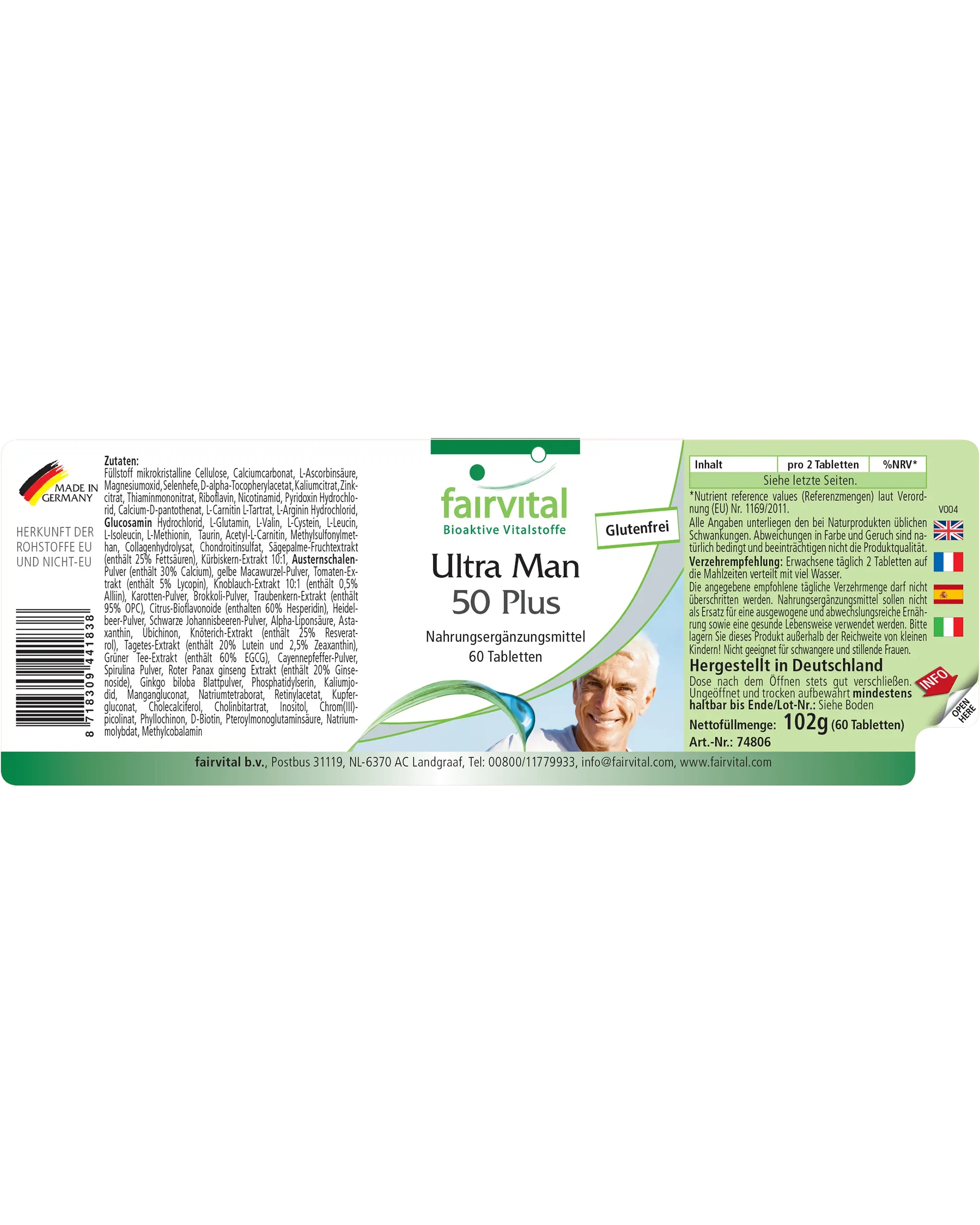 Ultra Man 50 Plus - 60 Tabletten - Multivitamin, Multimineral - für ...